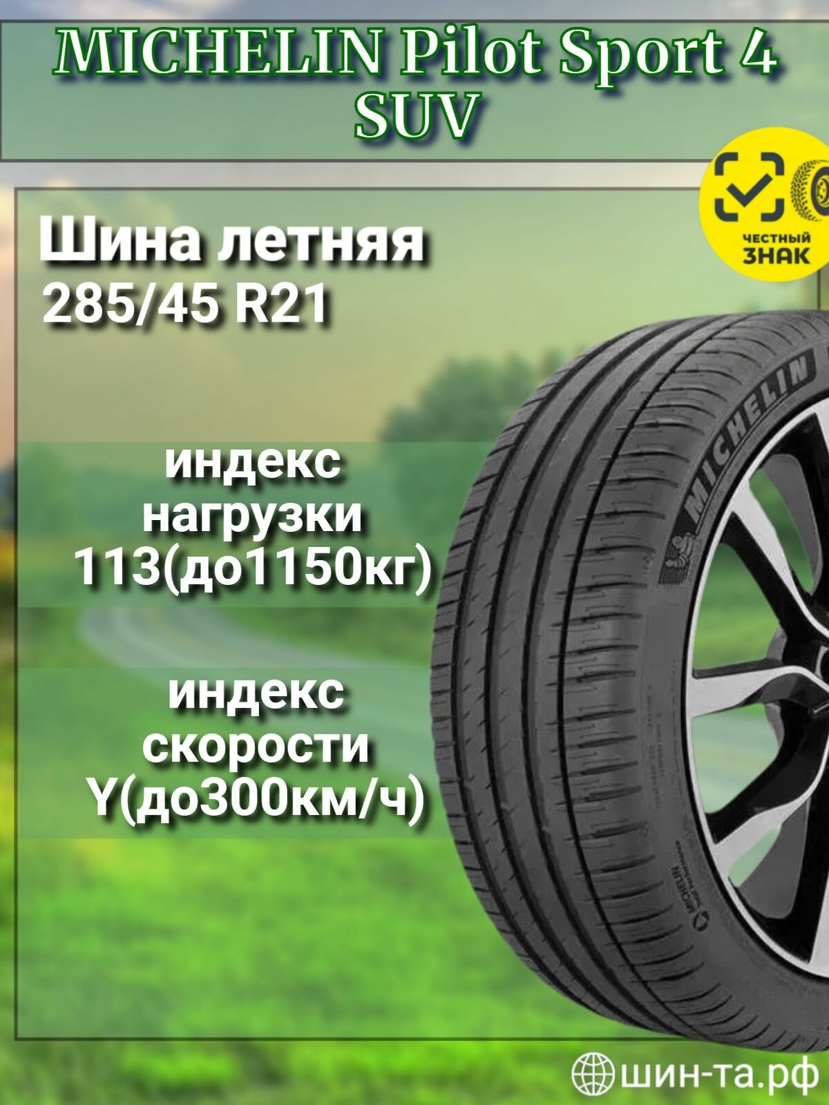 Шина легковая летняя Michelin Pilot Sport 4 SUV 285/45 R21 113Y