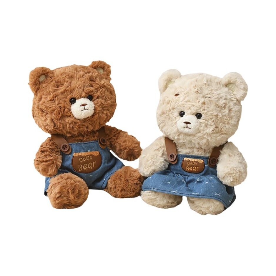 Подарочная сумка для плюшевых игрушек унисекс KUMAOYA, [Brown+White]Couple Denim Bear, 25CM EU