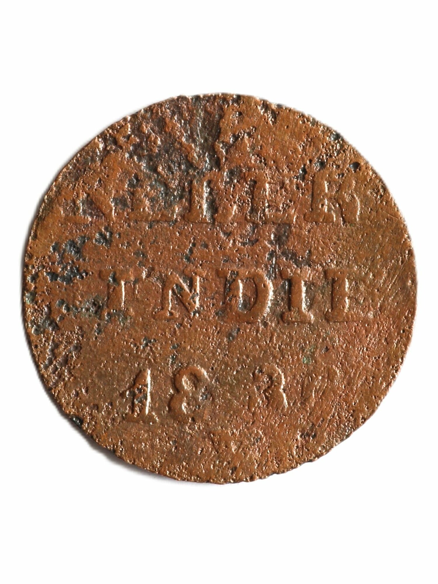 Подлинная монета 1 цент Голландской Ост-Индии 1836 года