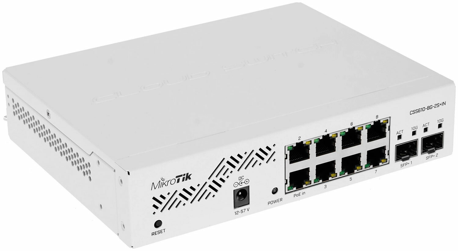 Коммутатор MikroTik CSS610-8G-2S+IN, 8*10/100/1000 LAN, 2*SFP+ PoE-IN