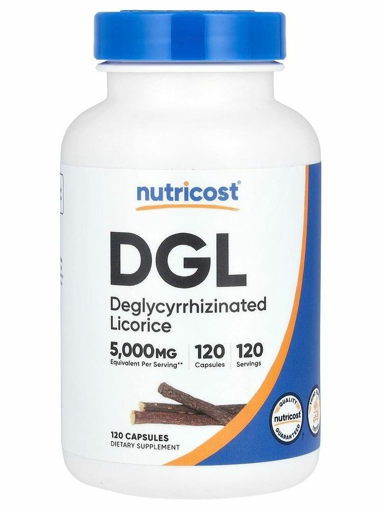 DGL, 5000 мг, 120 капсул, Nutricost