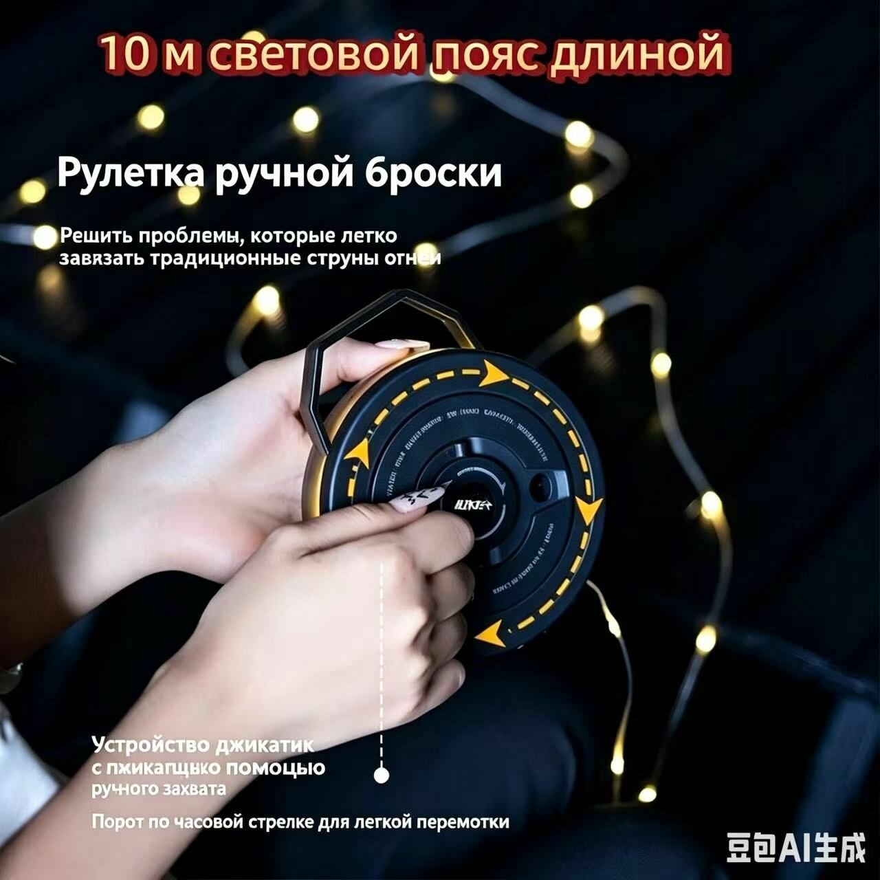Кемпинговый фонарь-гирлянда 2 в 1, ручная намотка 10 м, перезаряжаемый подвесной светильник IPX4