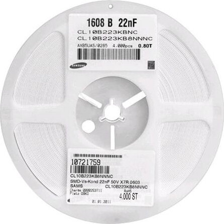 SAMSUNG CL05B103KB5NNNC Конденсатор: керамический, MLCC, 10нФ, 50В, X7R, 10%, SMD, 0402, 1шт
