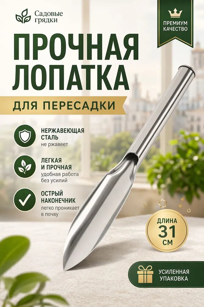 Совок садовый, Нержавеющая сталь, 15 см