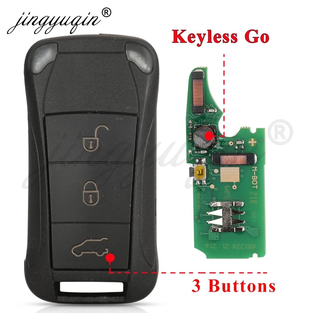 ID46 315/433 МГц Складной ключ-пульт для автомобиля Porsche Cayenne 3BUttons Keyless, 433Mhz