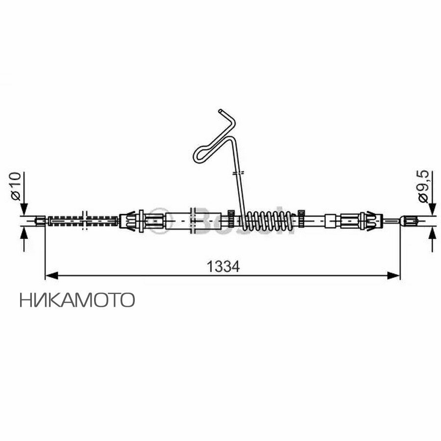 BOSCH 1987477177 трос ручника правый! L=1334/1038\ Ford Transit VI 00>