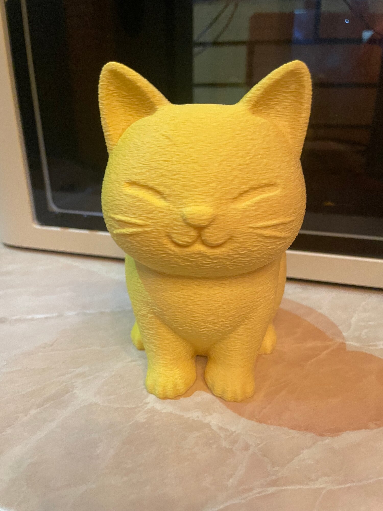 Кашпо "Кошка", 3d-печать, пластик, жёлтое, для цветов и растений, 13х15х14 см