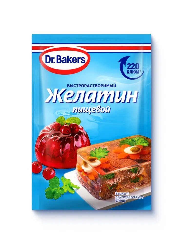 Желатин пищевой Dr.Bakers, быстрорастворимый, 10 г