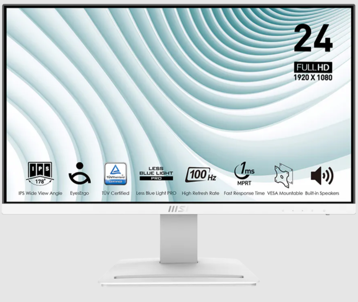23.8" Монитор MSI PRO MP243XW FHD(1920x1080) IPS Flat, технологии FreeSync, Less Blue Light Pro, 1ms(MPRT), белый