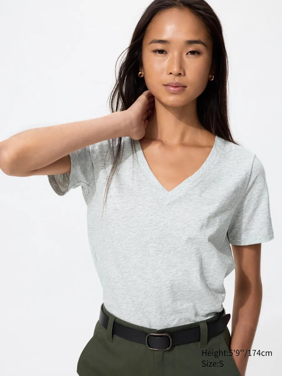 Футболка Slub Cotton V-Neck T-Shirt