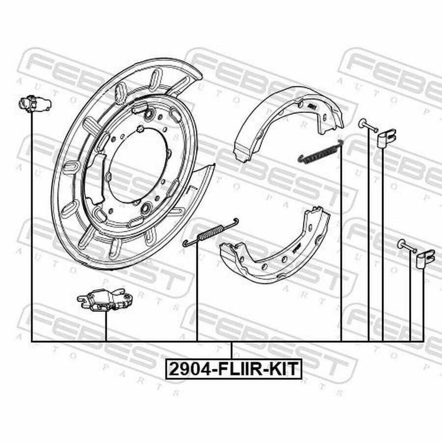 Монтажный комплект барабанных колодок LAND ROVER FREELANDER 2/LAND ROVER 2 2006- FEBEST 2904FLIIRKIT
