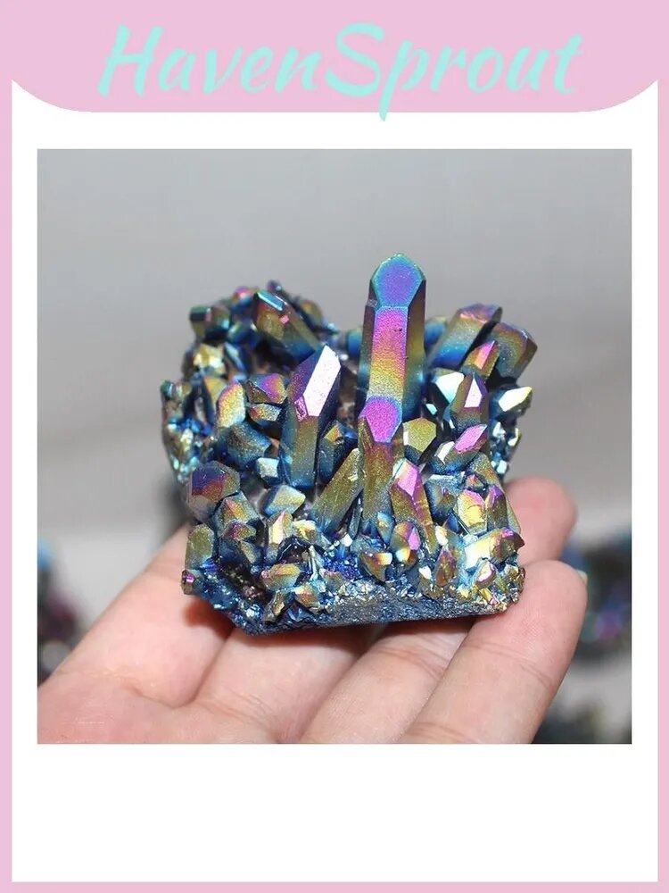 Натуральный кварц rainbow титановый кластер beautifully crafted для декора дома, 30 г