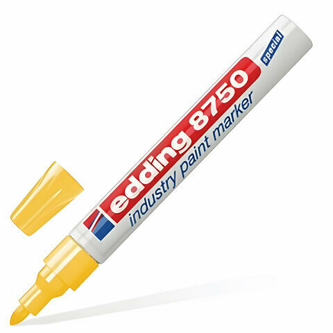 2 шт. Маркер-краска лаковый (paint marker) EDDING 8750, желтый, 2-4 мм, круглый наконечник, алюминиевый корпус, Е-8750/5