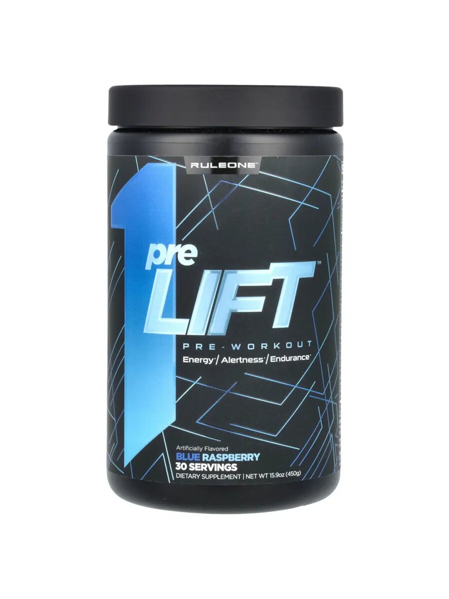 Предтренировочный комплекс PreLift, 30 порций Голубая малина Rule 1 420 г Blue Raspberry, США