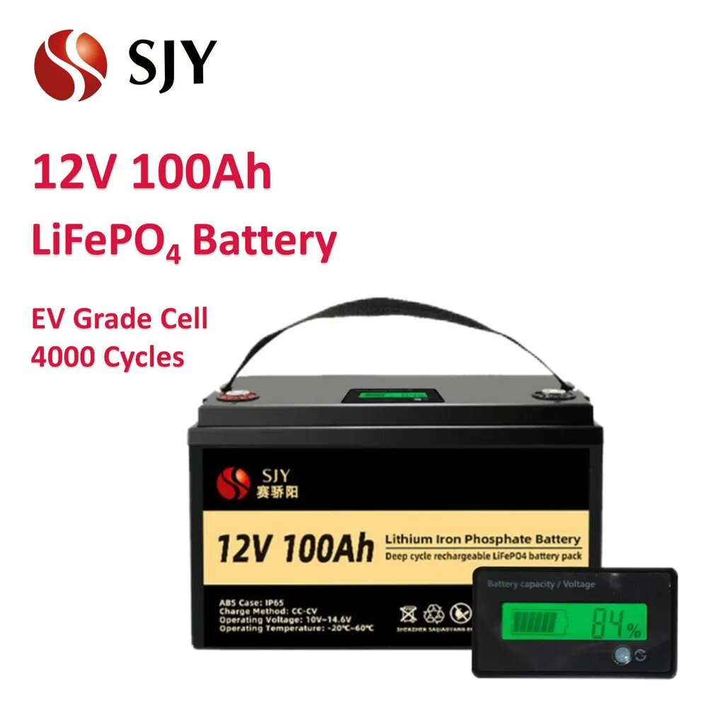 SJY Аккумуляторная батарейка, 12,8 В, 100000 мАч, 1 шт