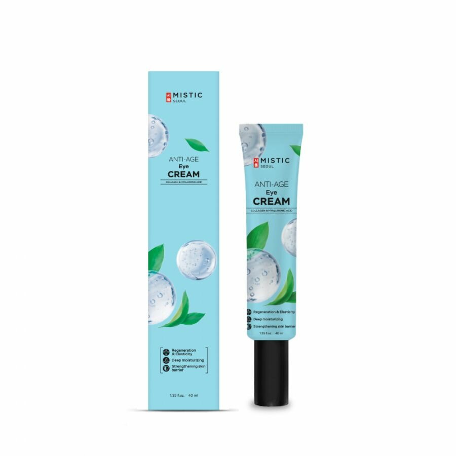 Антивозрастной крем для век MISTIC Anti-Age Eye Cream With Collagen & Hyaluronic Acid филлер против морщин 40 мл.