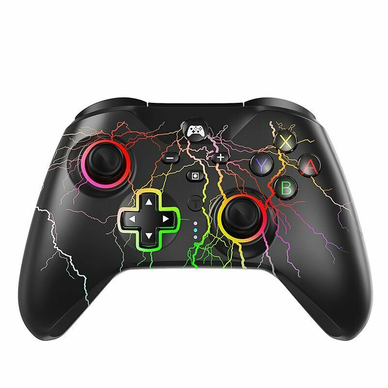 Беспроводной контроллер для Nintendo Switch с рисунком молнии в RGB-цветах, функция мгновенного пробуждения,
