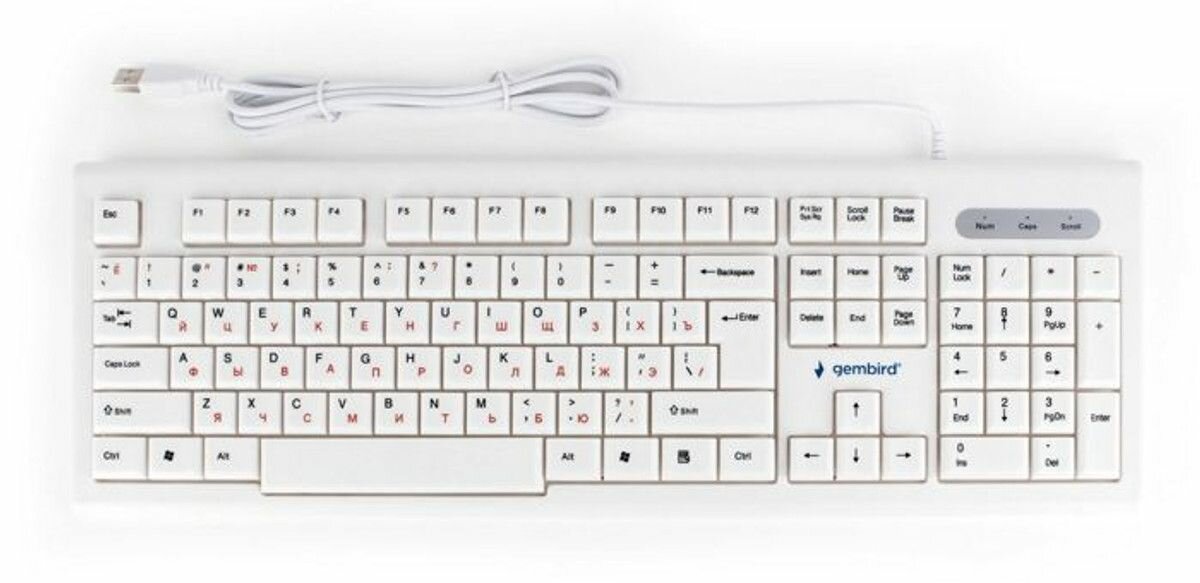 Клавиатура проводная Gembird KB-8354U, USB, бежевый/белый