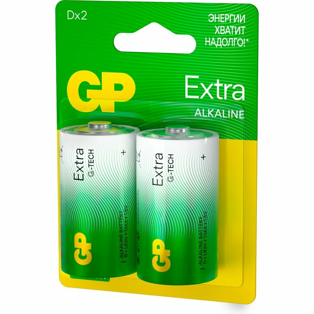 Батарейки GP D / LR20 алкалиновые щелочные Extra Alkaline, набор 2 шт (13AXA21-BC2) 15783881 — фото 1