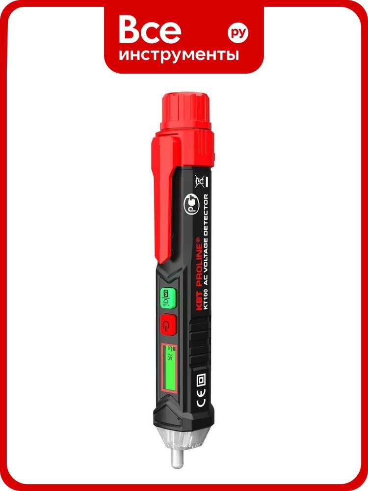 Бесконтактный детектор напряжения КВТ KT 100 PROLINE 79134, профессиональный, звуковая и световая индикация