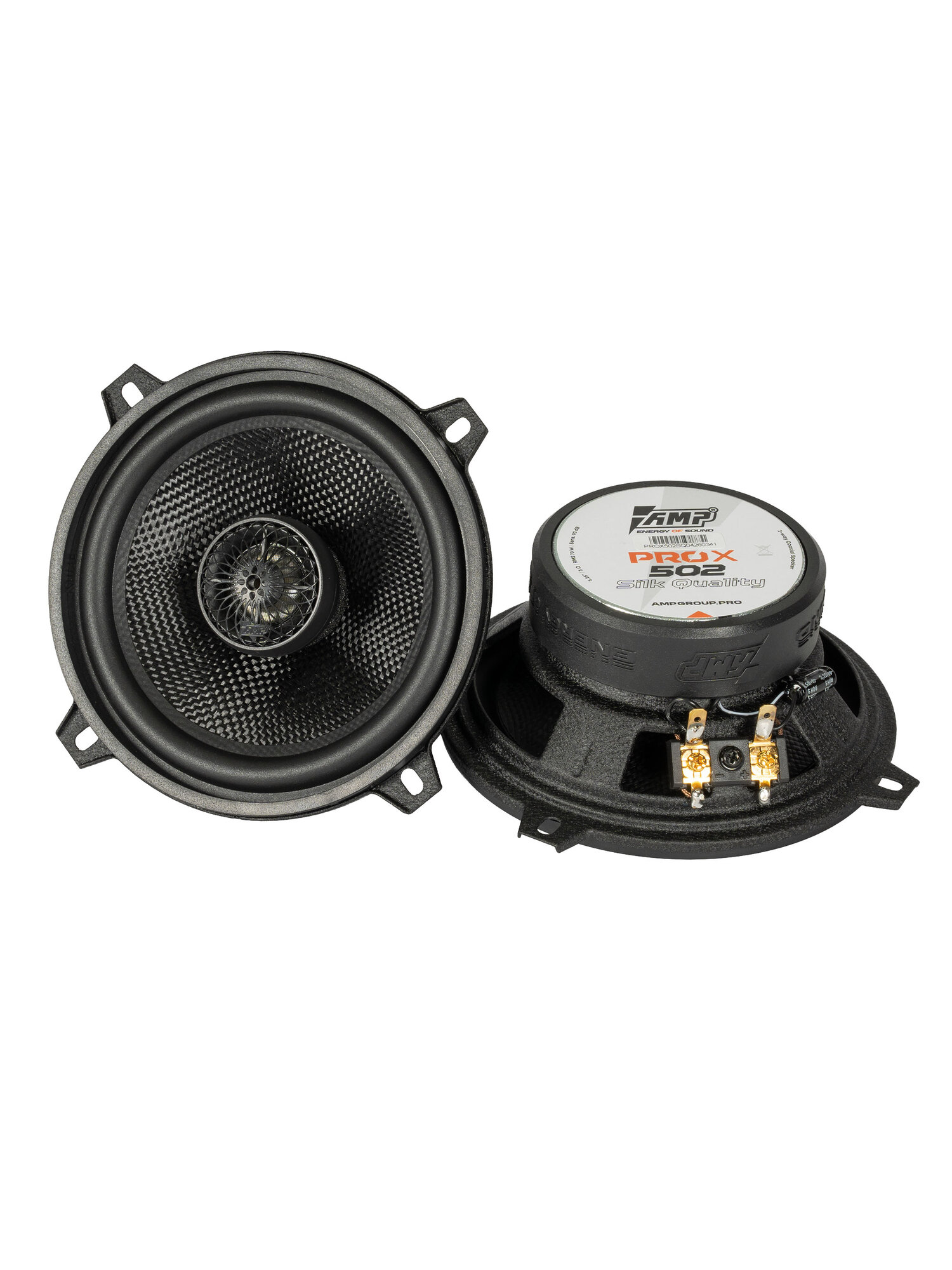 Динамики AMP PRO X 502, коаксиальные, 13см, 2 полосы, номинальная мощность 70Вт, черные