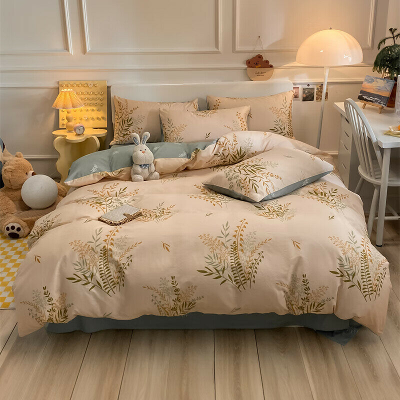 MUJI Постельное белье из 100% хлопка для студенческих комнат 180x220 см Размер：180x220 смЦвет：Зеленый луг