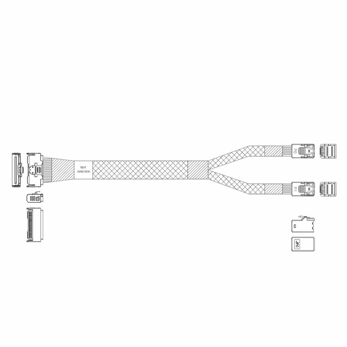 Кабель JPC MCIO x8 74P-Mini-SAS HD x4, 80см черный P7356DN10800-1