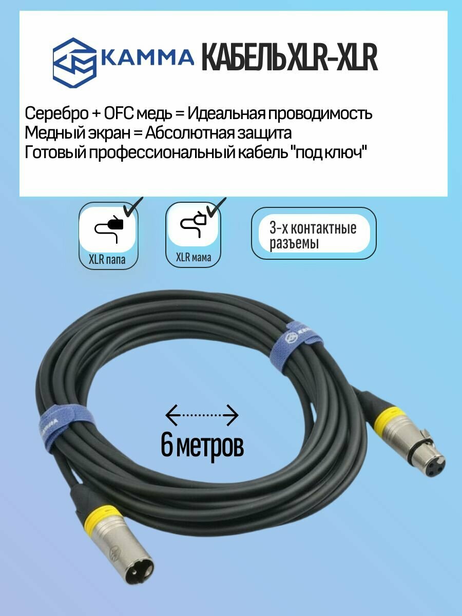 Камма Аудиокабель, 6 м, черный