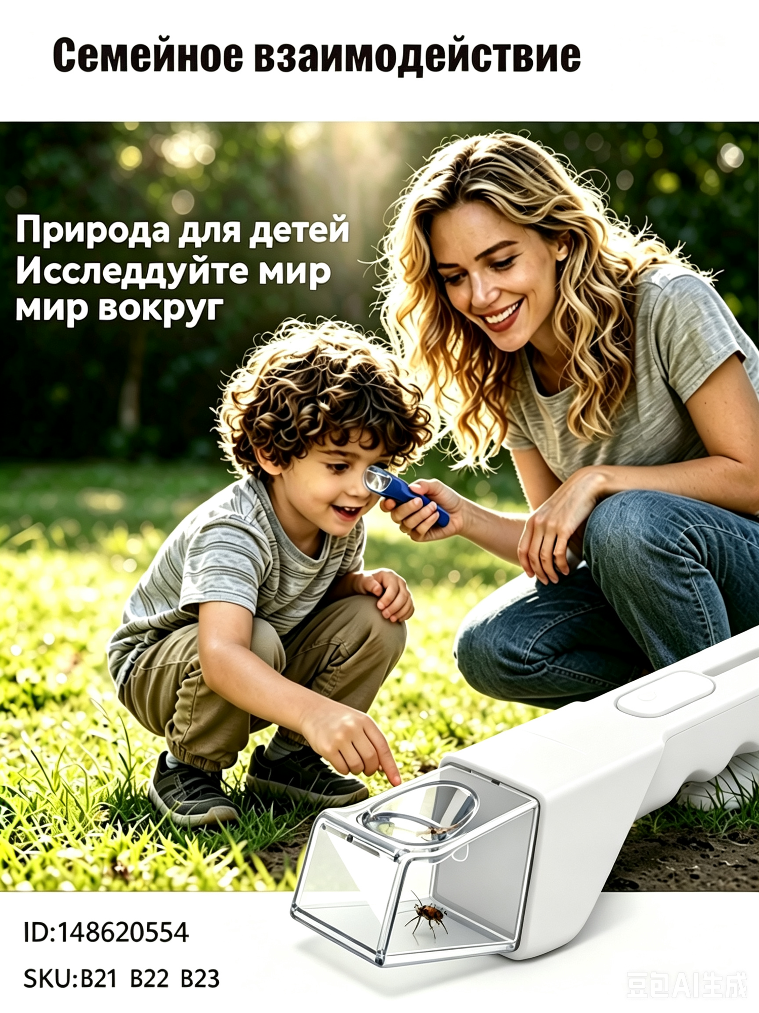 Ловитель насекомых однокнопочное управление, развивающий подарок ребенку для прогулок и естественнонаучных опытов