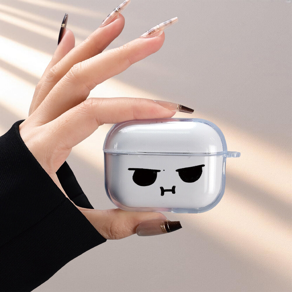 Чехол для наушников AirPods 3 с милым сердитым лицом, смешанные цвета, kawaii