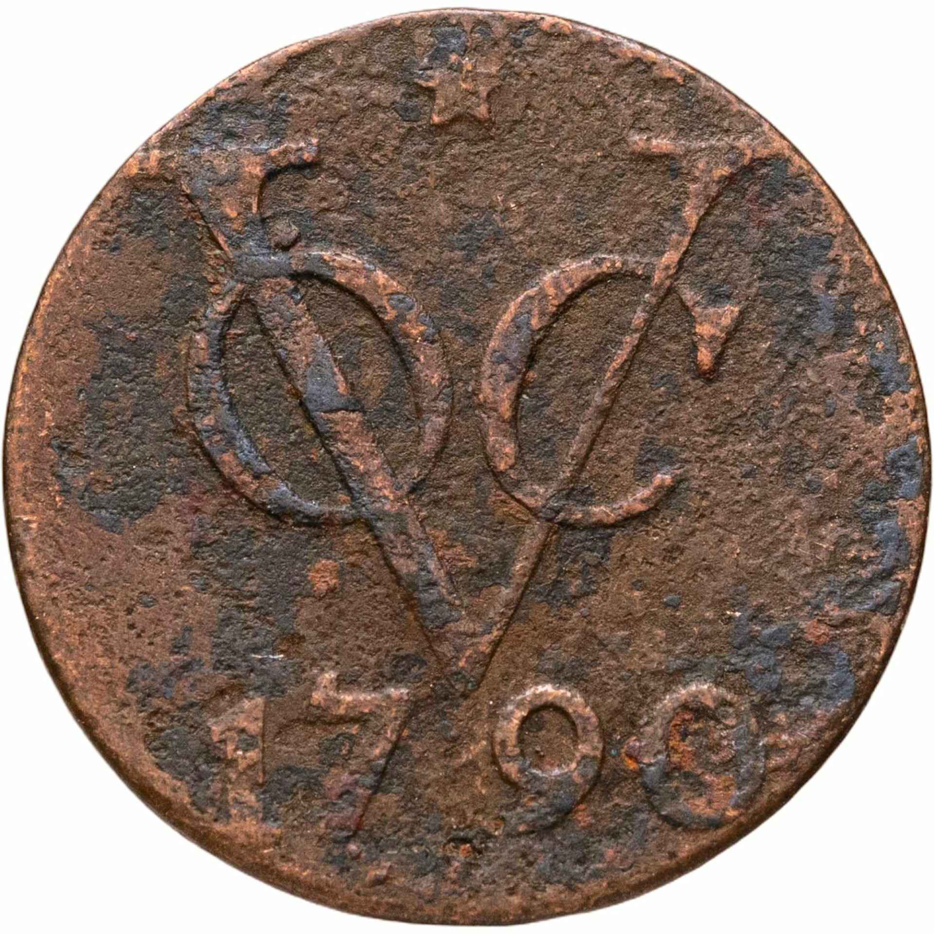 Голландская Ост-Индия 1 дуит 1790, Медь, в сохранности F-VF