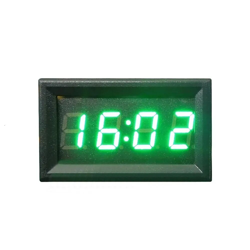 Цифровые электронные часы для автомобиля, Зеленый, 4 цифры, 4.5-30V DC