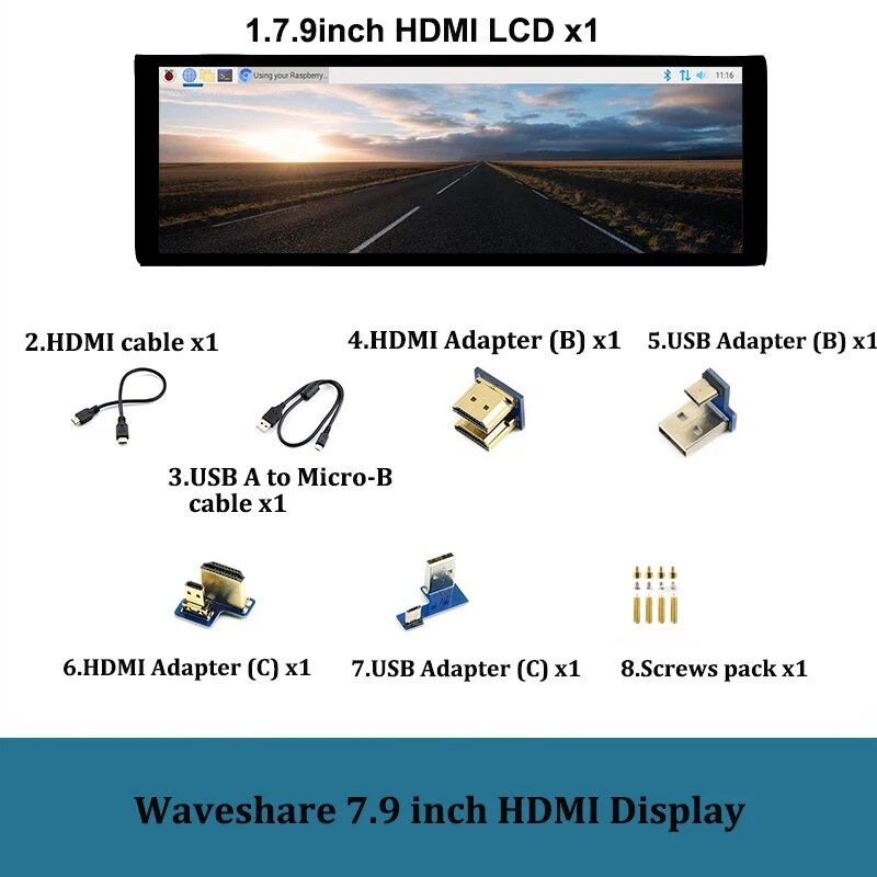 Waveshare 7,9-дюймовый IPS ЖК-монитор 400x1280