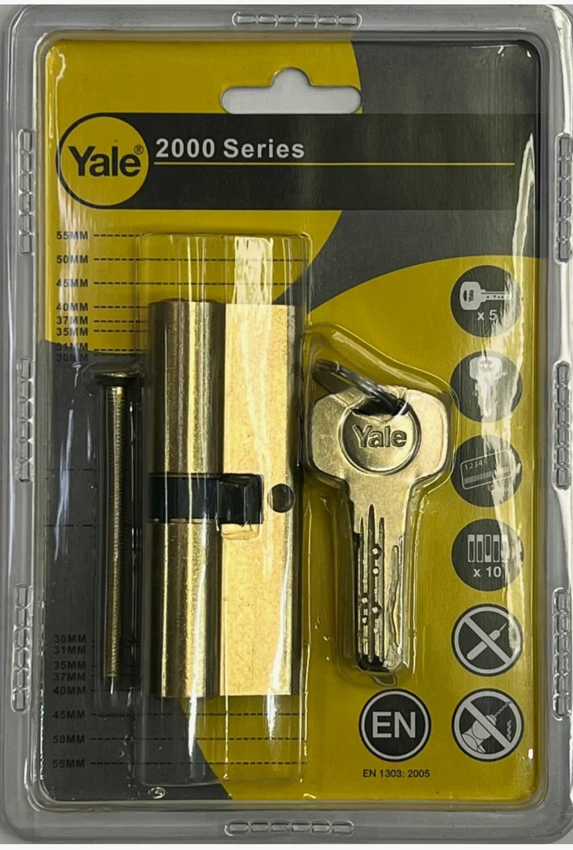Цилиндровый механизм Yale 2000 Series (L80 40/40) золотистый