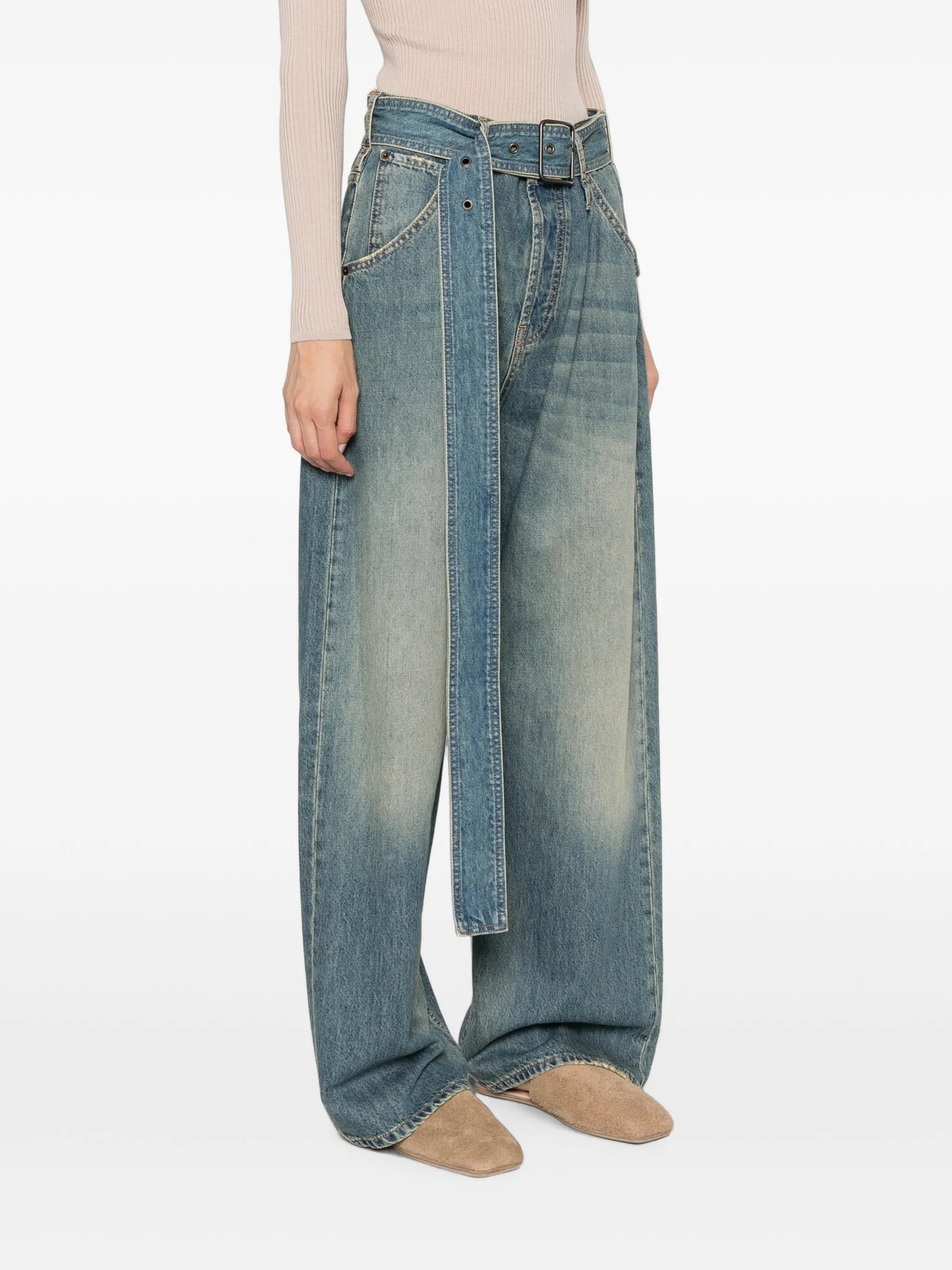 Джинсы Belted wide-leg jeans 