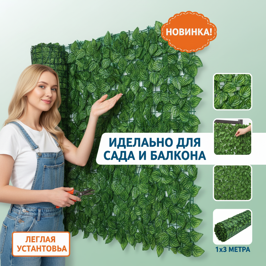 Искусственный листовой забор для уединения, рулонная стена, ландшафтный дизайн