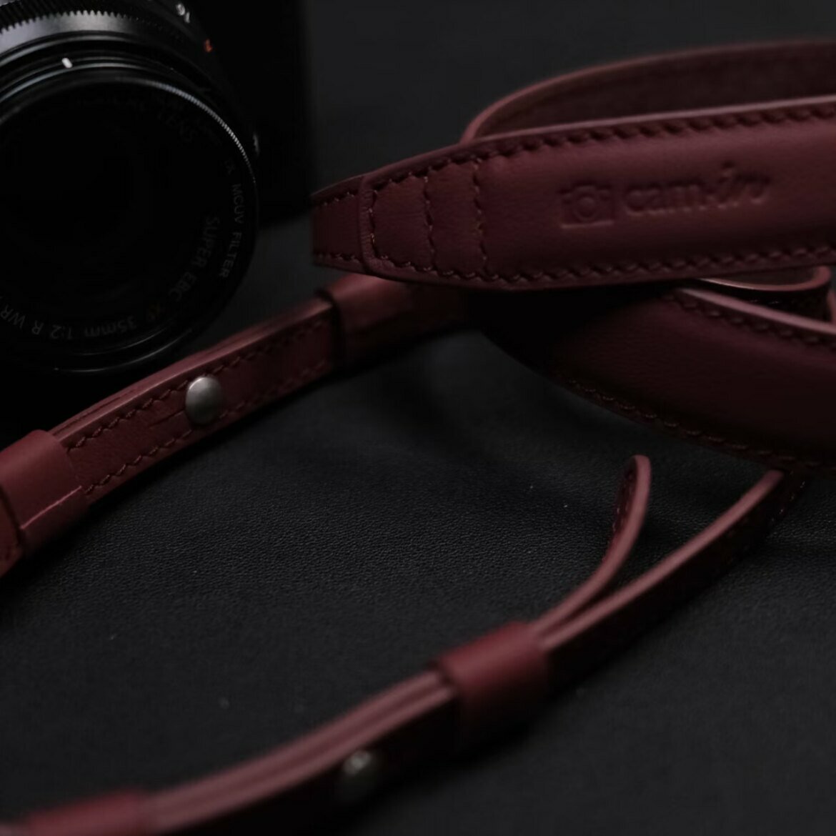 Регулируемый кожаный ремень для камеры Fujifilm XT5 X100V, кроссбоди, бургундский