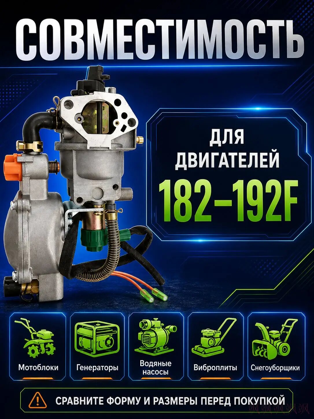 Карбюратор газ-бензин для генератора 5-8 кВт, газовый карбюратор для бензогенератора, карбюратор газовый для бензогенератора 182F188F190F192F