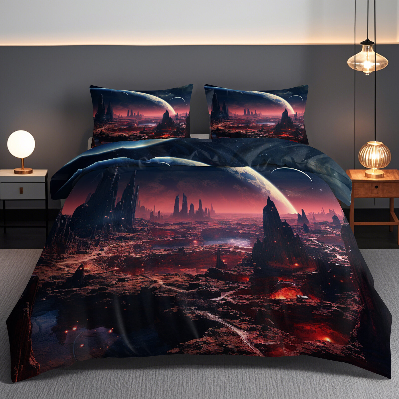 Космос Комплект постельного белья 1.5/2-сп/Евро 175x215cm Мальчики Галактика Mикрофибра 2 наволочки 70х70
