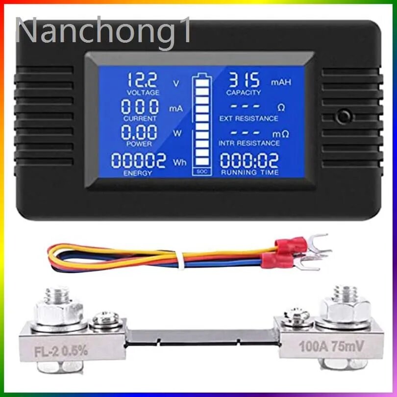 Мультиметр Nanchong1 DC 0-200В 100А Шунт Вольтметр Амперметр Цифровой Тестер Ёмкости