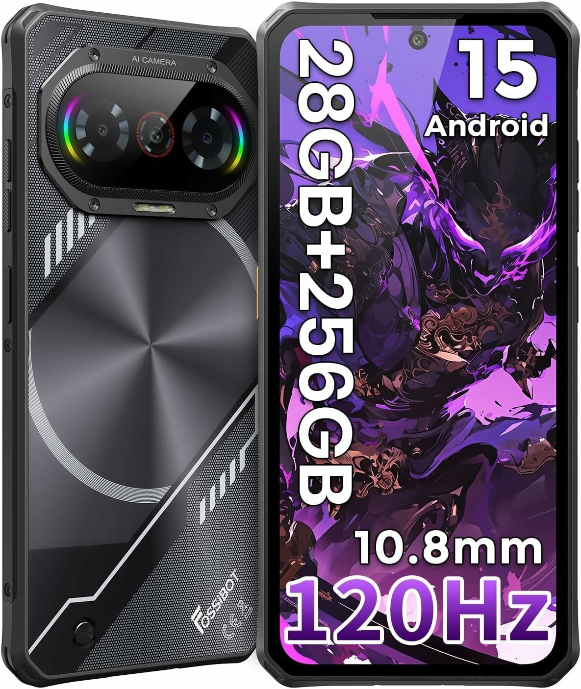 FOSSIBOT F114 28(8+20)GB 256GB Защищенный телефон, 6,67-дюймовый экран, 5000 мАч