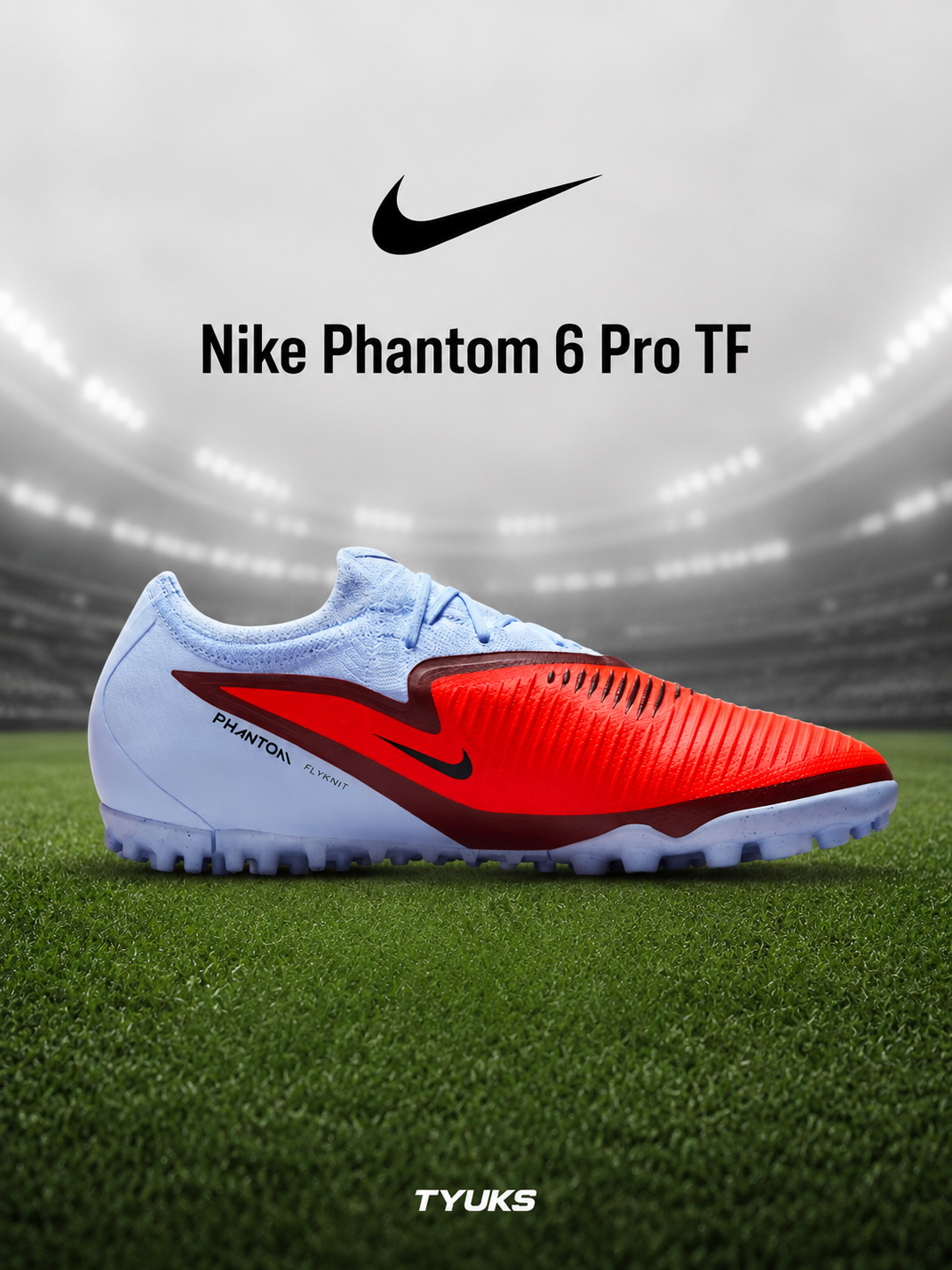 Шиповки NIKE Phantom 6 Low Pro, размер 41 RU, красно/синий — фото 1