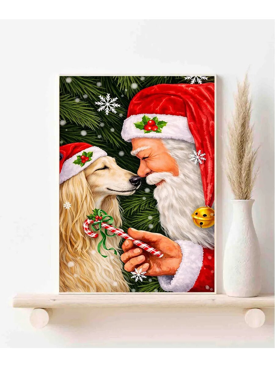 Салюки, Christmas, Плакат 30x42см