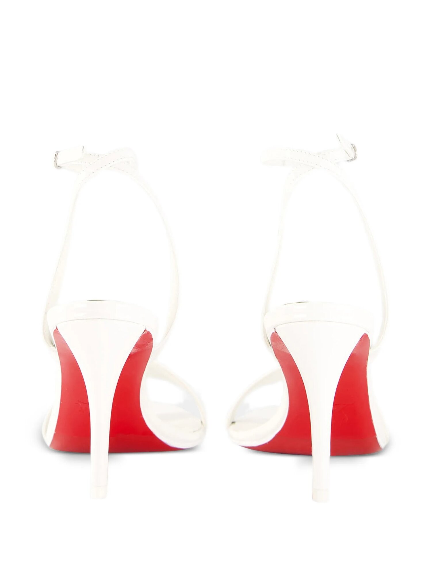 Босоножки Christian Louboutin Patent-leather ankle-strap sandals, размер 41, бежевый/белый — фото 1