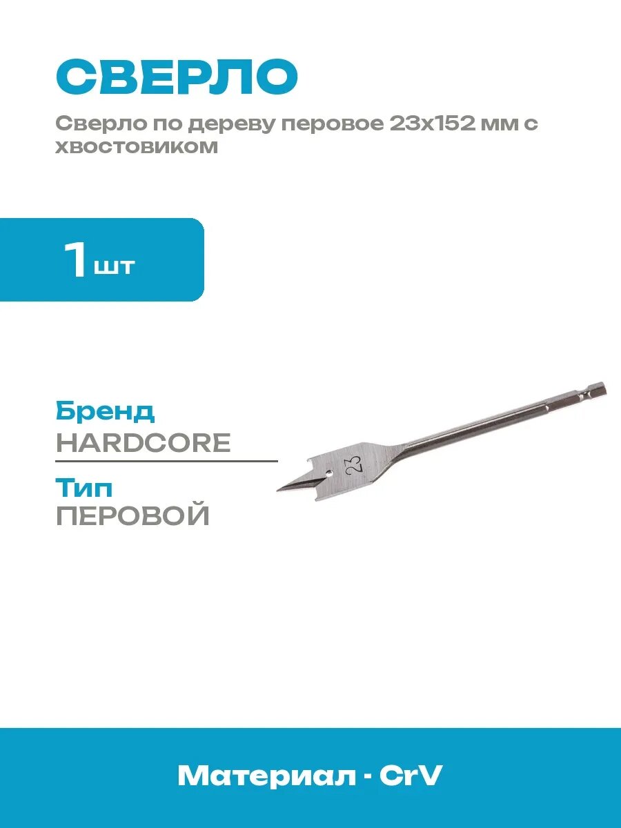 Сверло по дереву 23 мм перовое с подрезателями и hex пазом