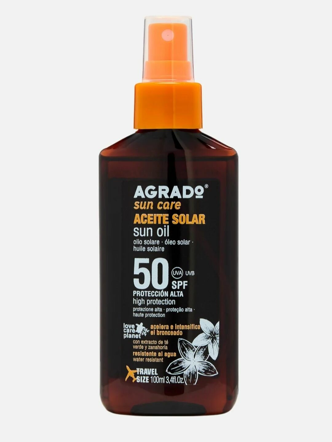 Солнцезащитное масло для загара spf 50 AGRADO sun oil