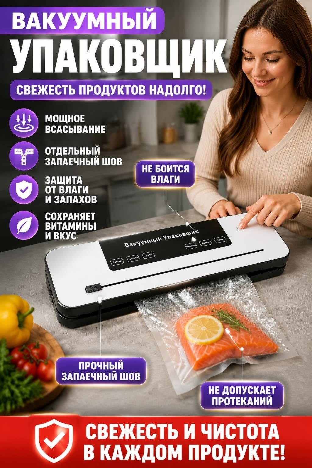 Вакуумный упаковщик, на заказ, АБС пластик, полностью автоматический для дома