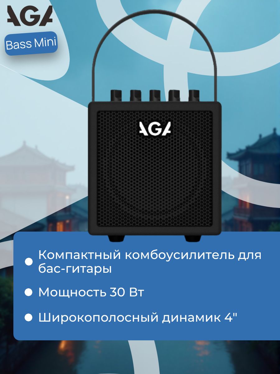 Портативный комбоусилитель для бас-гитары AGA Bass Mini BK, 30 Вт