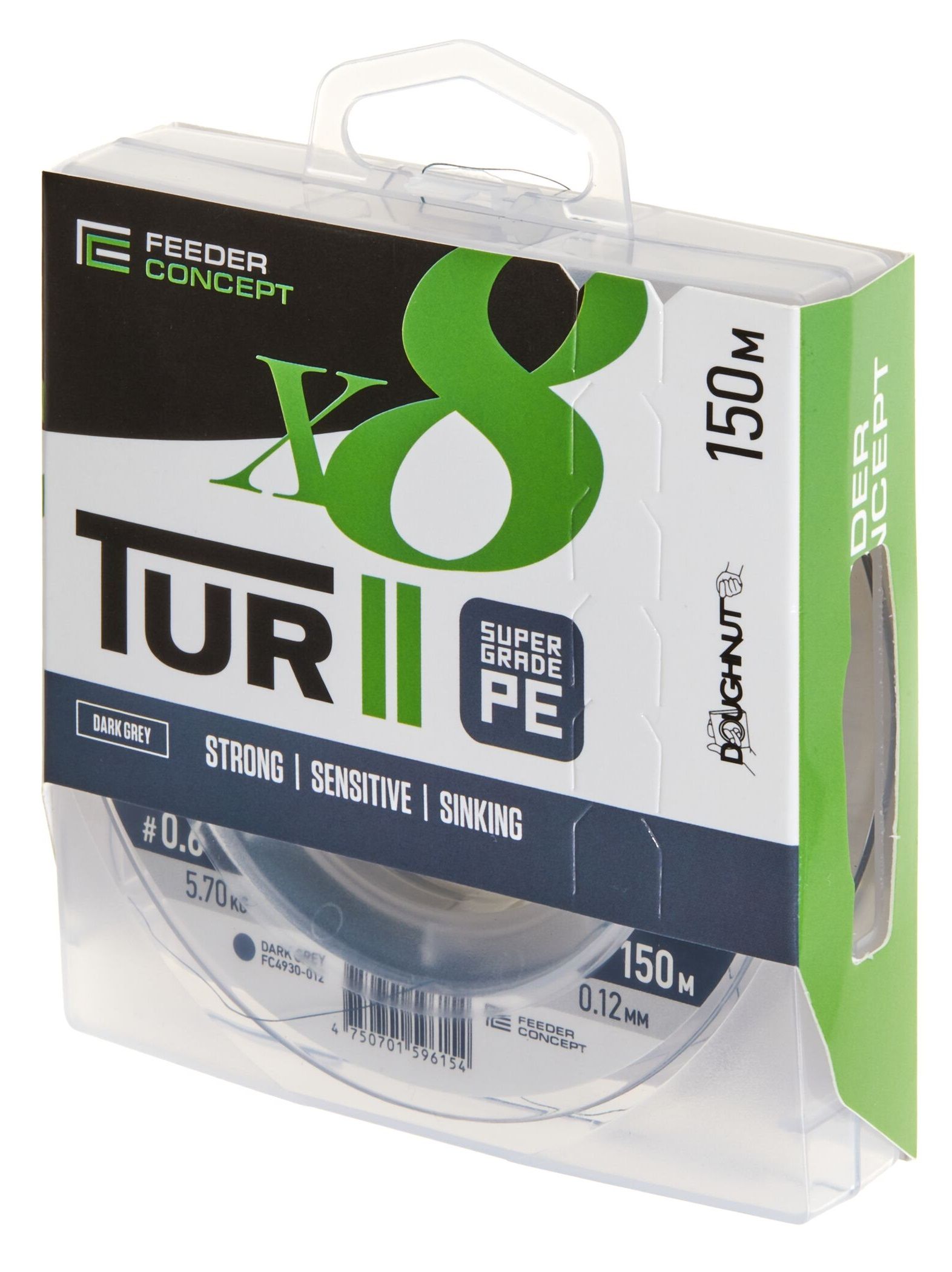 Шнур плетёный FEEDER CONCEPT TUR II X8 DARK GREY/150м/0,12мм/5,70кг