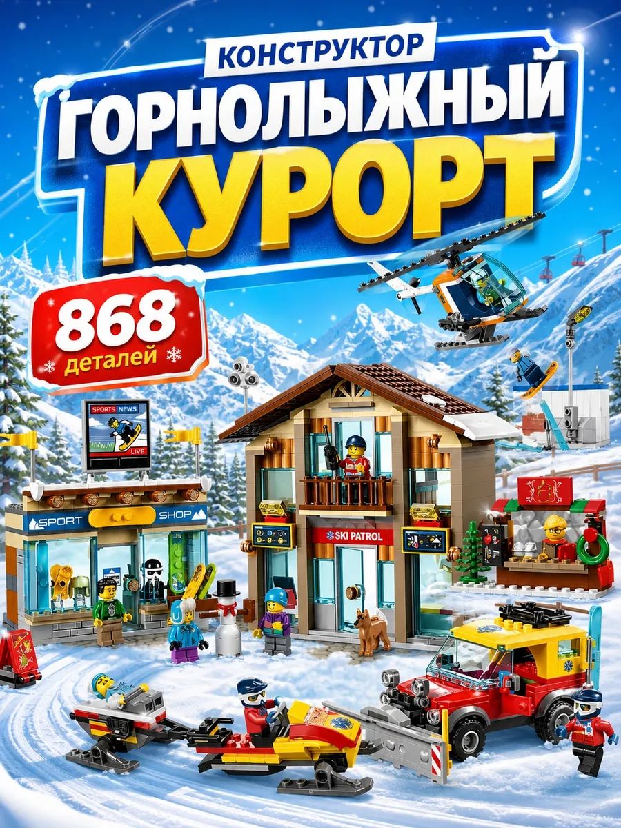 Конструктор Горнолыжный курорт, 868 деталей
